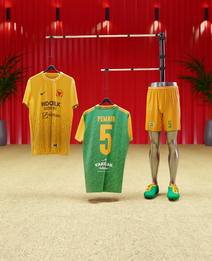 3D O-Neck Football Kit Mockup with Hanger | 3D Kaos